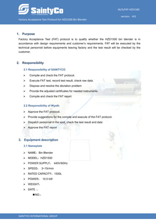 SaintyCo HZD 1500 IBC Bin Blenders FAT Documents | PDF