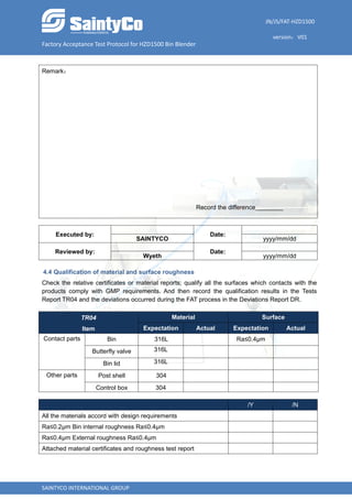 SaintyCo HZD 1500 IBC Bin Blenders FAT Documents | PDF