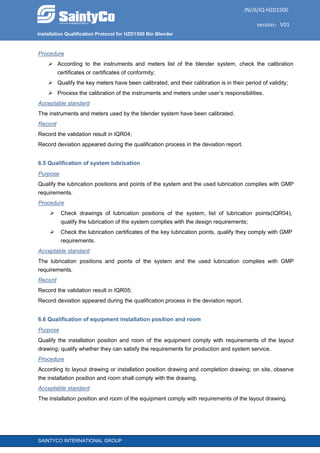 HZD 1500 IBC Bin Blender IQ Documents -SaintyCo | PDF