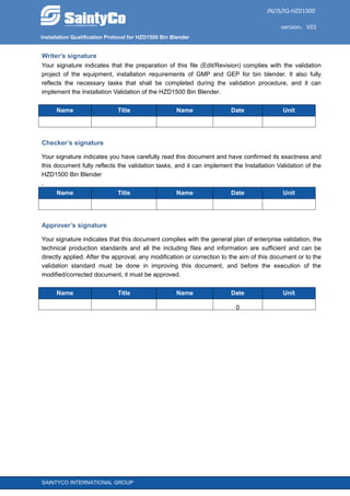 HZD 1500 IBC Bin Blender IQ Documents -SaintyCo | PDF