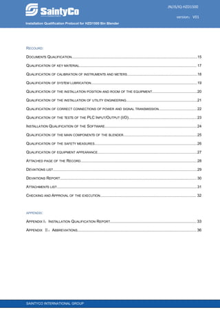 HZD 1500 IBC Bin Blender IQ Documents -SaintyCo | PDF