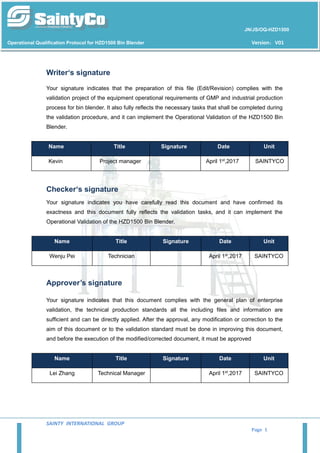 HZD1500 bin blender oq documents | PDF
