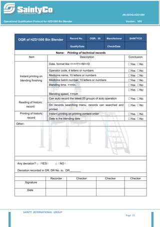 HZD1500 bin blender oq documents | PDF