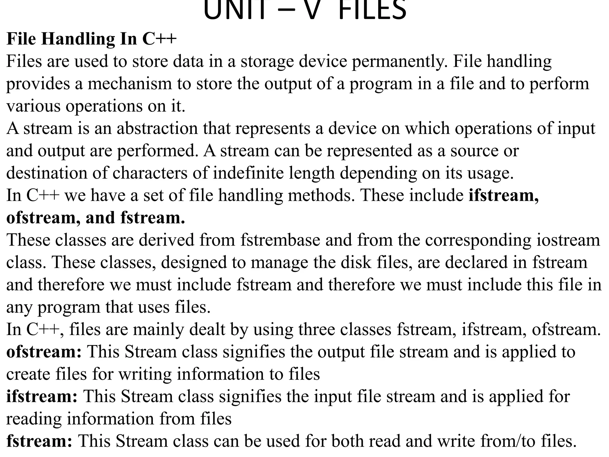 C++ - UNIT_-_V.pptx which contains details about File Concepts | PPT