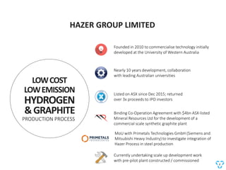 Hazer Group company overview march 2018 | PDF