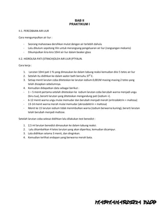 PRAKTIKUM BIOKIMIA ENZIM DAN GLUKOSA DARAH | DOCX