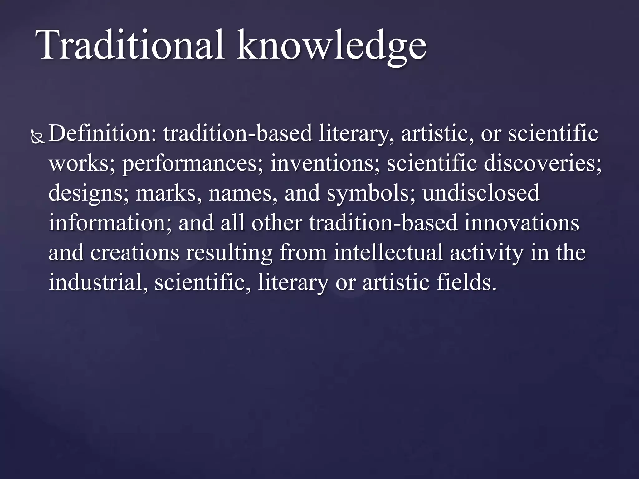 Intellectual property rights(I.P.R.) and traditional knowledge ...
