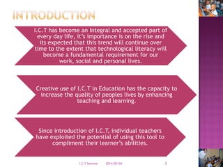 I.c.t seminar | PPT