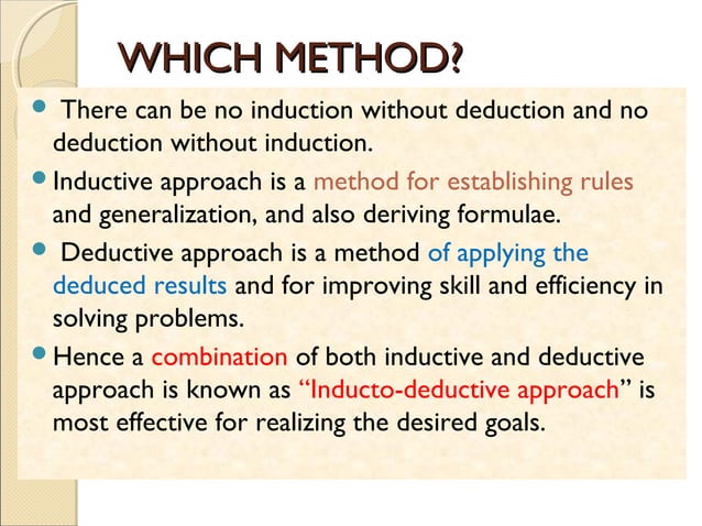 INDUCTIVE-DEDUCTIVE METHOD OF TEACHING MATHEMATICS | PPT