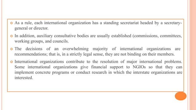 INTERNATIONAL ORGANISATION | PPTX | Business | Business and Finance