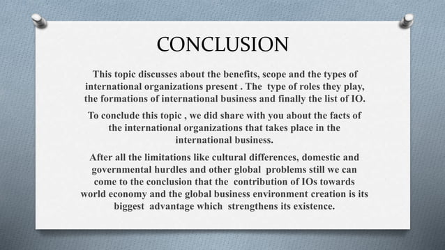 INTERNATIONAL ORGANISATION | PPTX | Business | Business and Finance