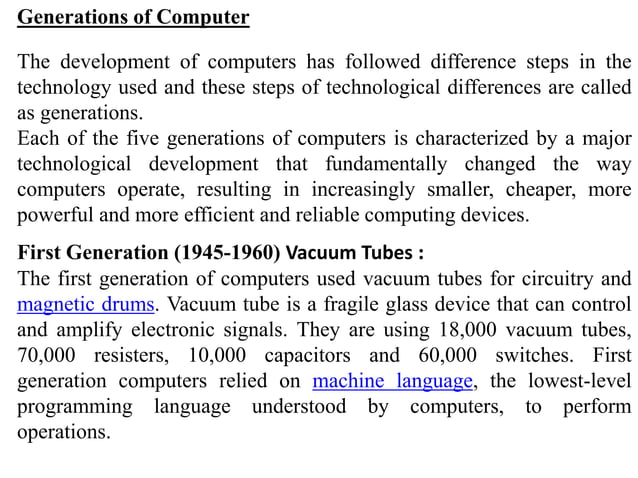 Generation Of Computers | PPT