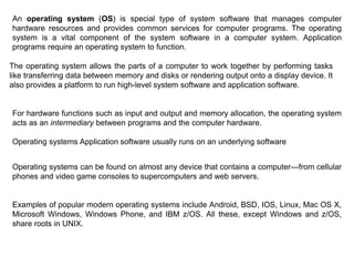 Computer Hardware | PPTX | Operating Systems | Computer Software and ...