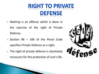 Right of Private Defence | PPTX