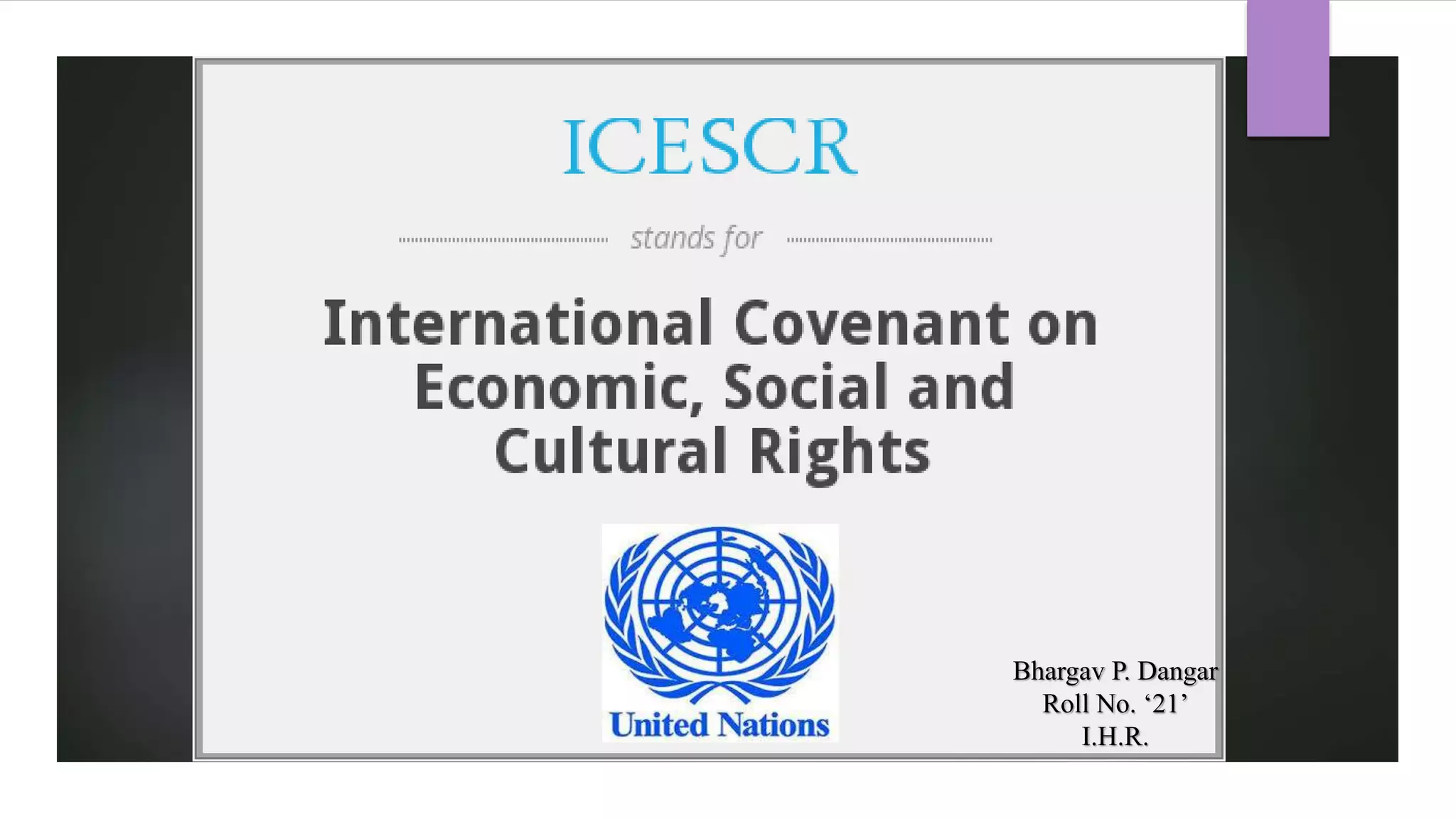 International Covenant on Economics, Social & Cultural Rights (ICESCR ...