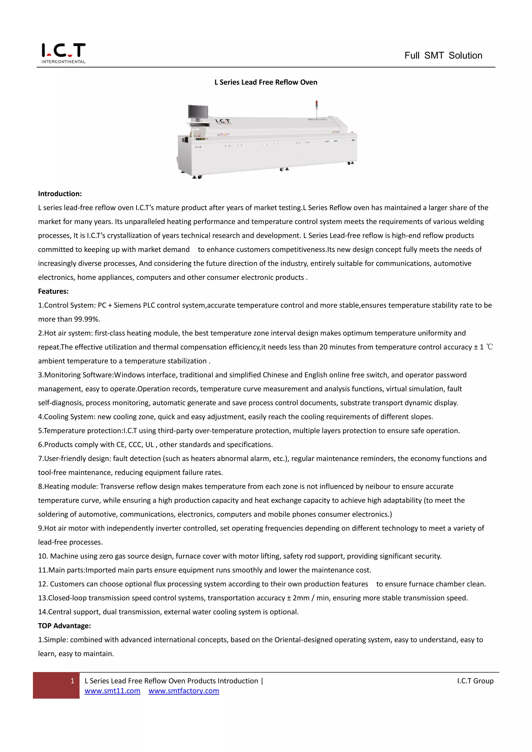I.c.t l series reflow oven | PDF