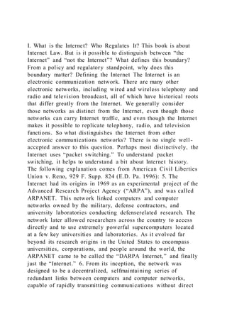 I. What is the Internet Who Regulates It This book is about Inte | PDF