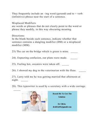 I. The following paragraph contains sentences that are irrelev | DOCX