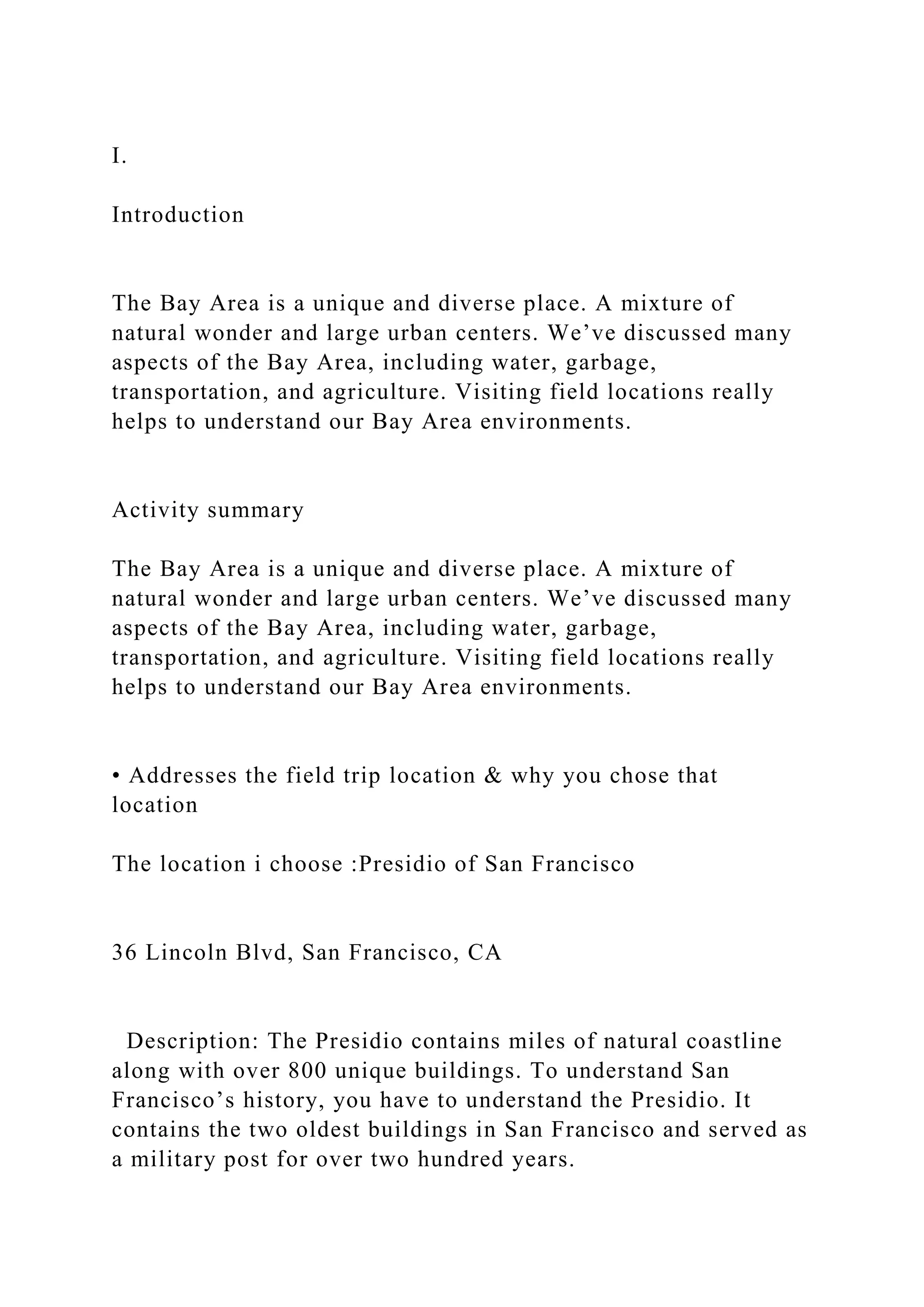 I.IntroductionThe Bay Area is a unique and diverse place. | PDF