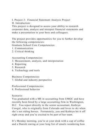 I. Project 3 Financial Statement Analysis ProjectII. Introduct.docx