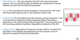 In Process And Final Product Quality Control Test For Capsules | PPTX