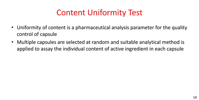 In Process And Final Product Quality Control Test For Capsules | PPTX