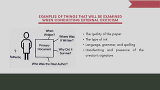 I.C. External and Internal Criticism; Repositories of Primary Sources ...