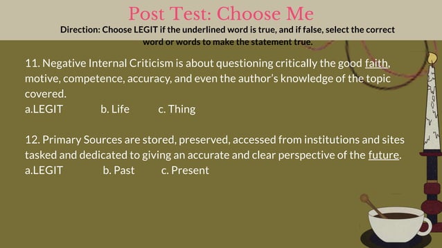 I.C. External and Internal Criticism; Repositories of Primary Sources ...