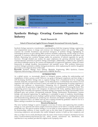 Synthetic Biology: Creating Custom Organisms for Industry (www.kiu.ac ...