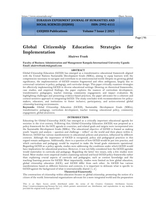 Global Citizenship Education: Strategies for Implementation (www.kiu.ac.ug) | PDF