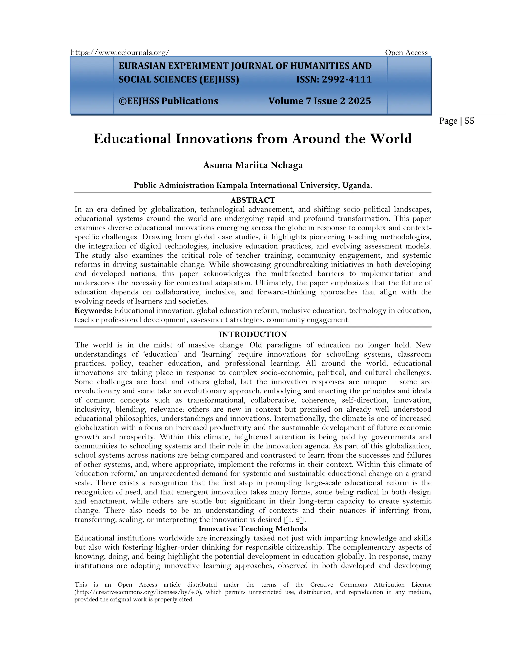 Educational Innovations from Around the World (www.kiu.ac.ug) | PDF