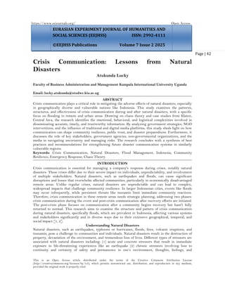 Crisis Communication: Lessons from Natural Disasters (www.kiu.ac.ug) | PDF