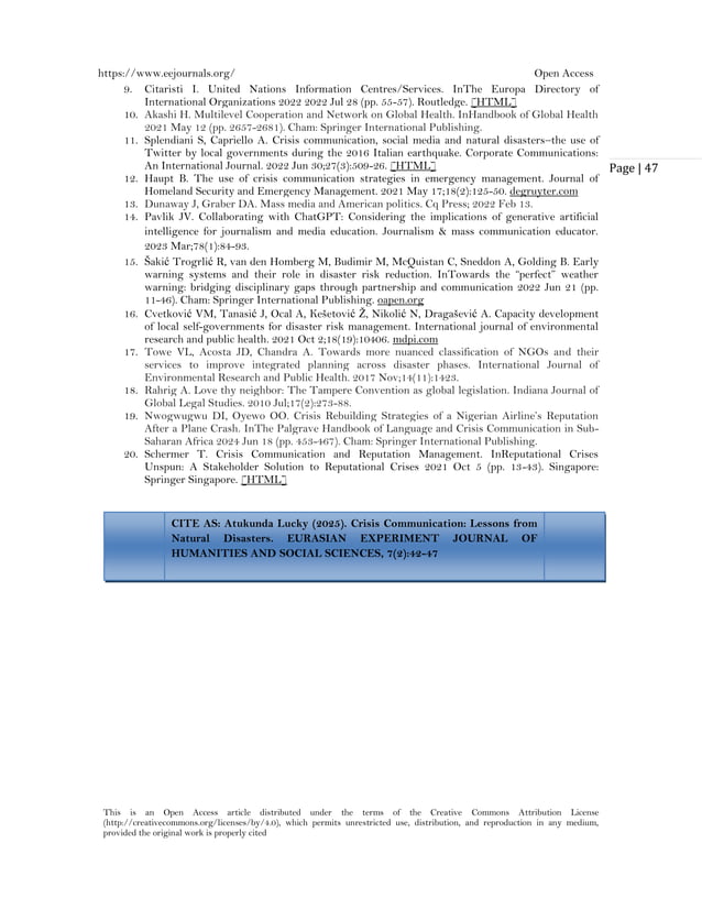 Crisis Communication: Lessons from Natural Disasters (www.kiu.ac.ug) | PDF