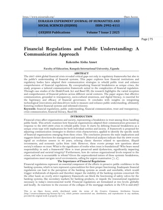Financial Regulations and Public Understanding: A Communication ...