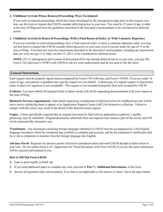 Instructions, Form I-821D, Consideration of Deferred Action for ...