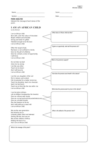 I am an African child | DOCX