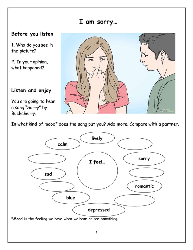 I am-sorry-worksheet (writing acivities) | PDF