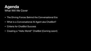 (Brief) AI Conversational Agent - An Introduction to ChatBots v1.0 | PPT