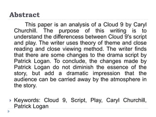 Comparison Between Cloud 9’s Script by Caryl Churchill and Play ...