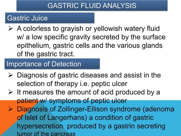 gastric fluid analysis | PPTX | Digestive Disorders | Diseases and ...