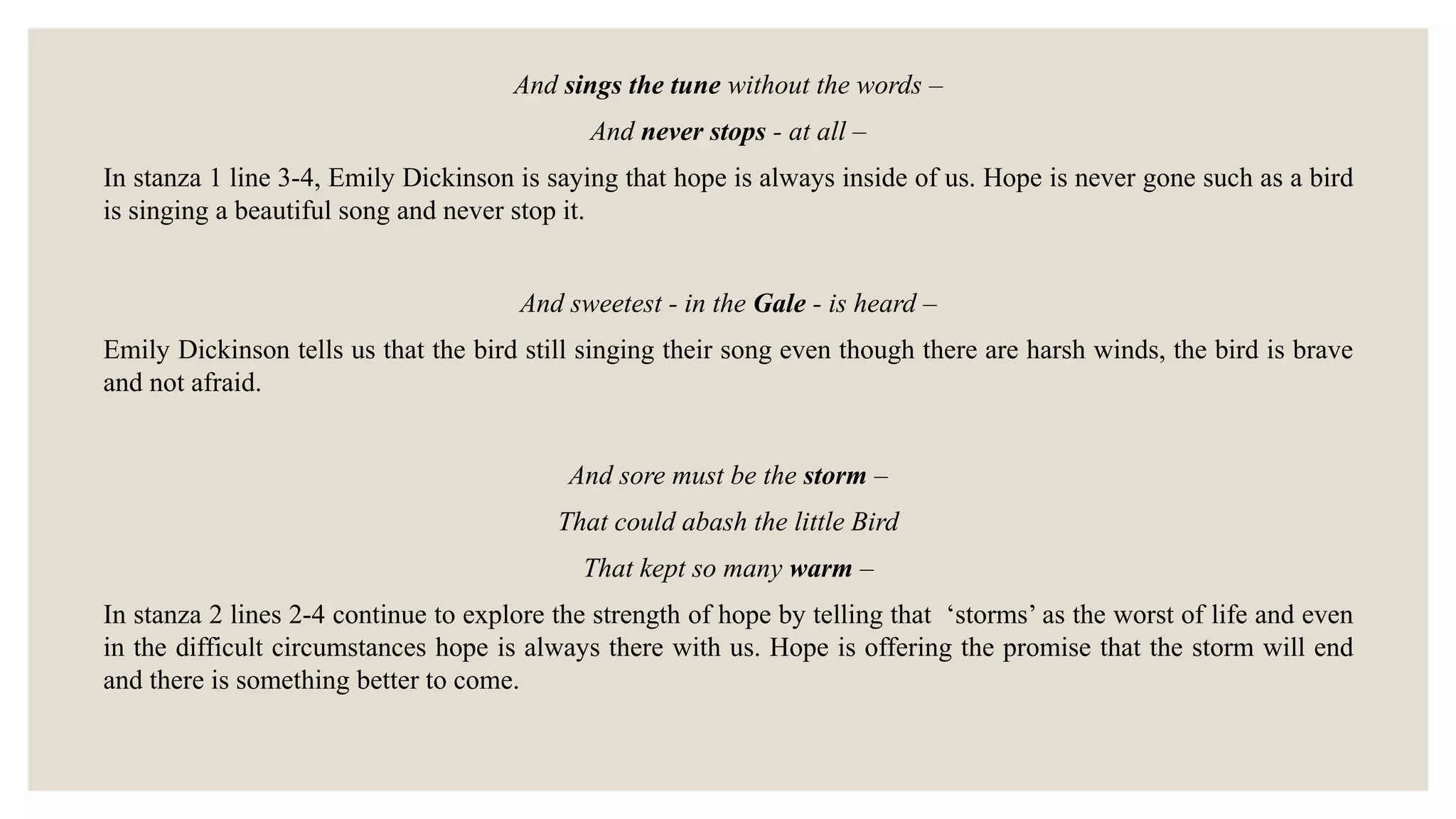 Figurative Language (Metaphor) and Diction Analysis in "Hope is the ...
