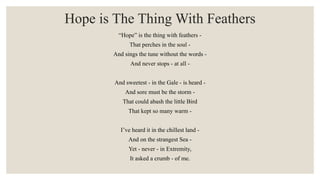 Figurative Language (Metaphor) and Diction Analysis in "Hope is the ...