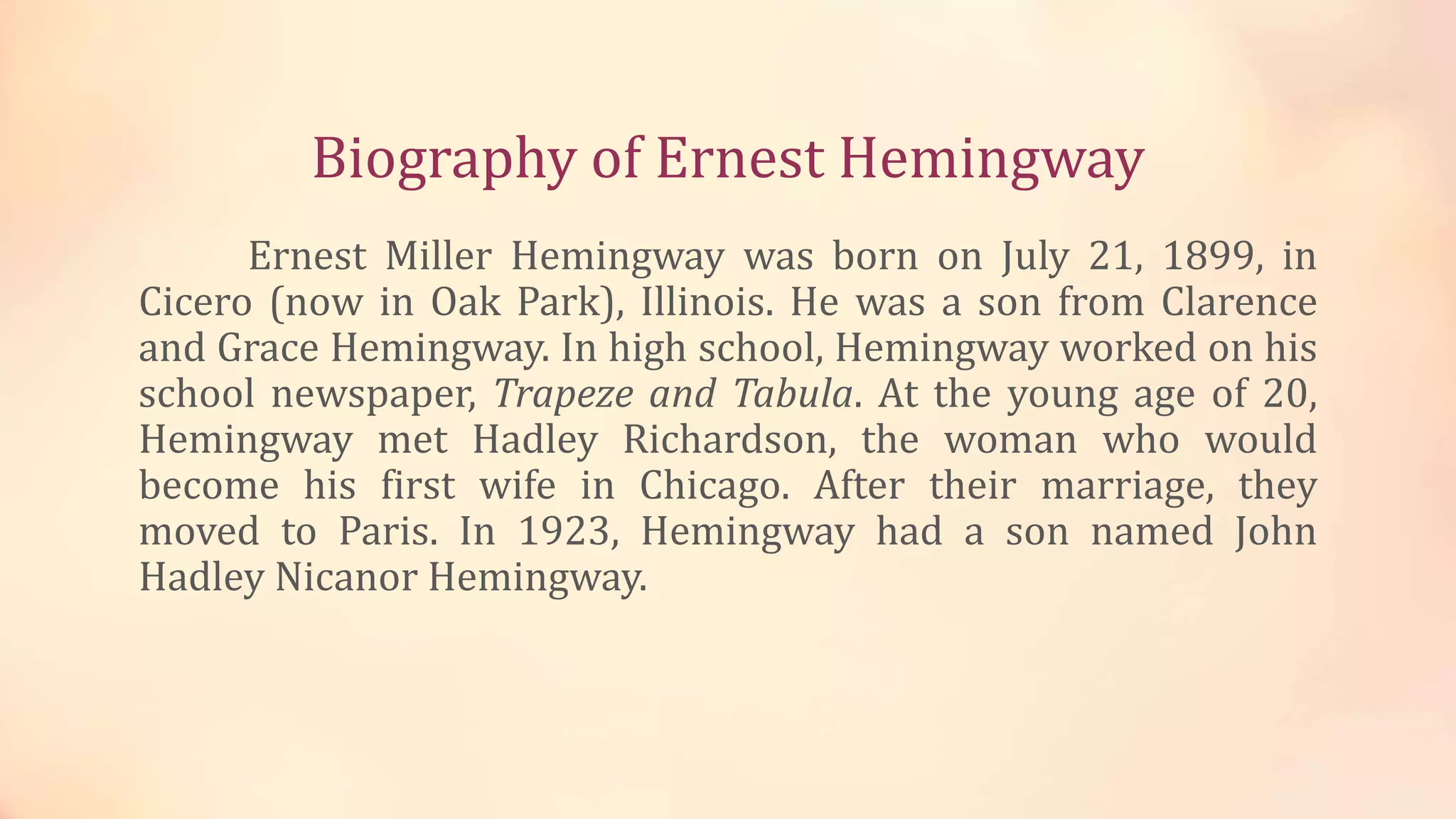 Setting in "Old Man at the Bridge" by Ernest Hemingway | PPTX