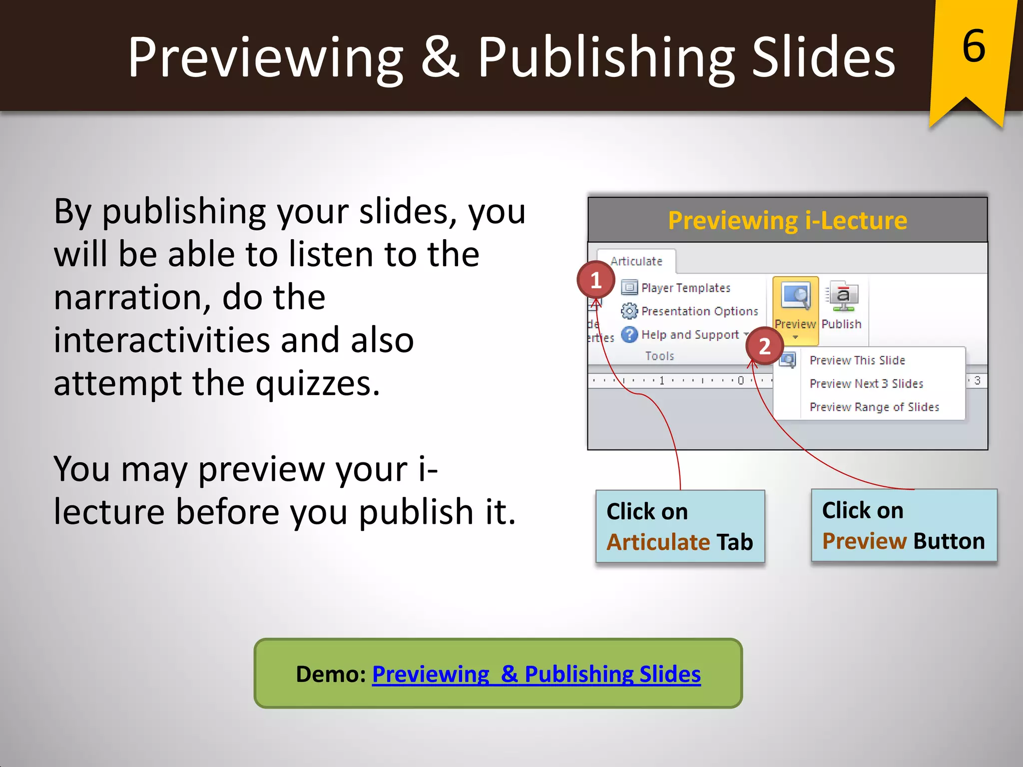 Creating an elearning presentation using Articulate Presenter | PDF