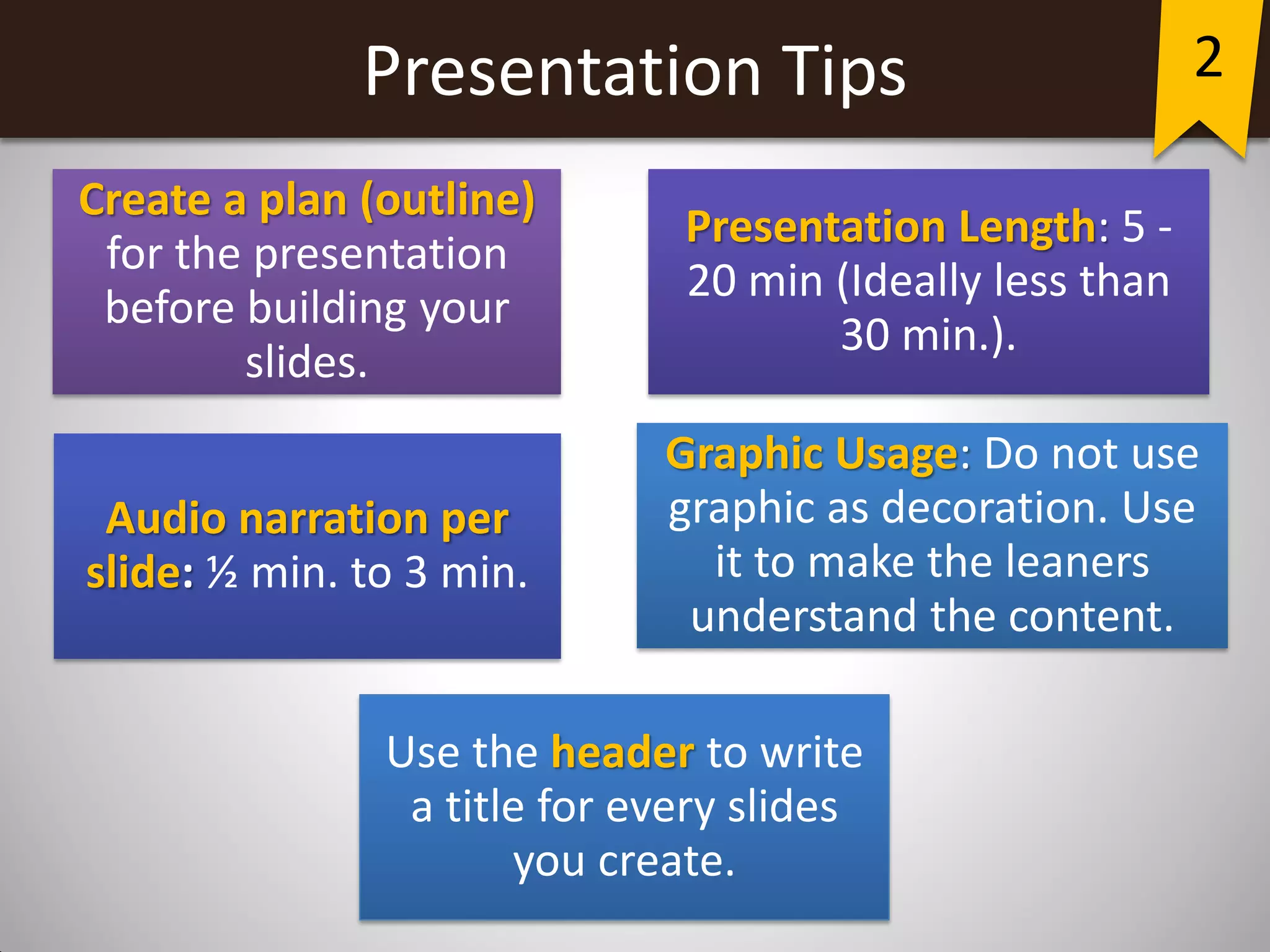 Creating an elearning presentation using Articulate Presenter | PDF