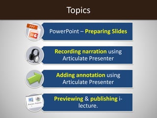 Creating an elearning presentation using Articulate Presenter | PDF