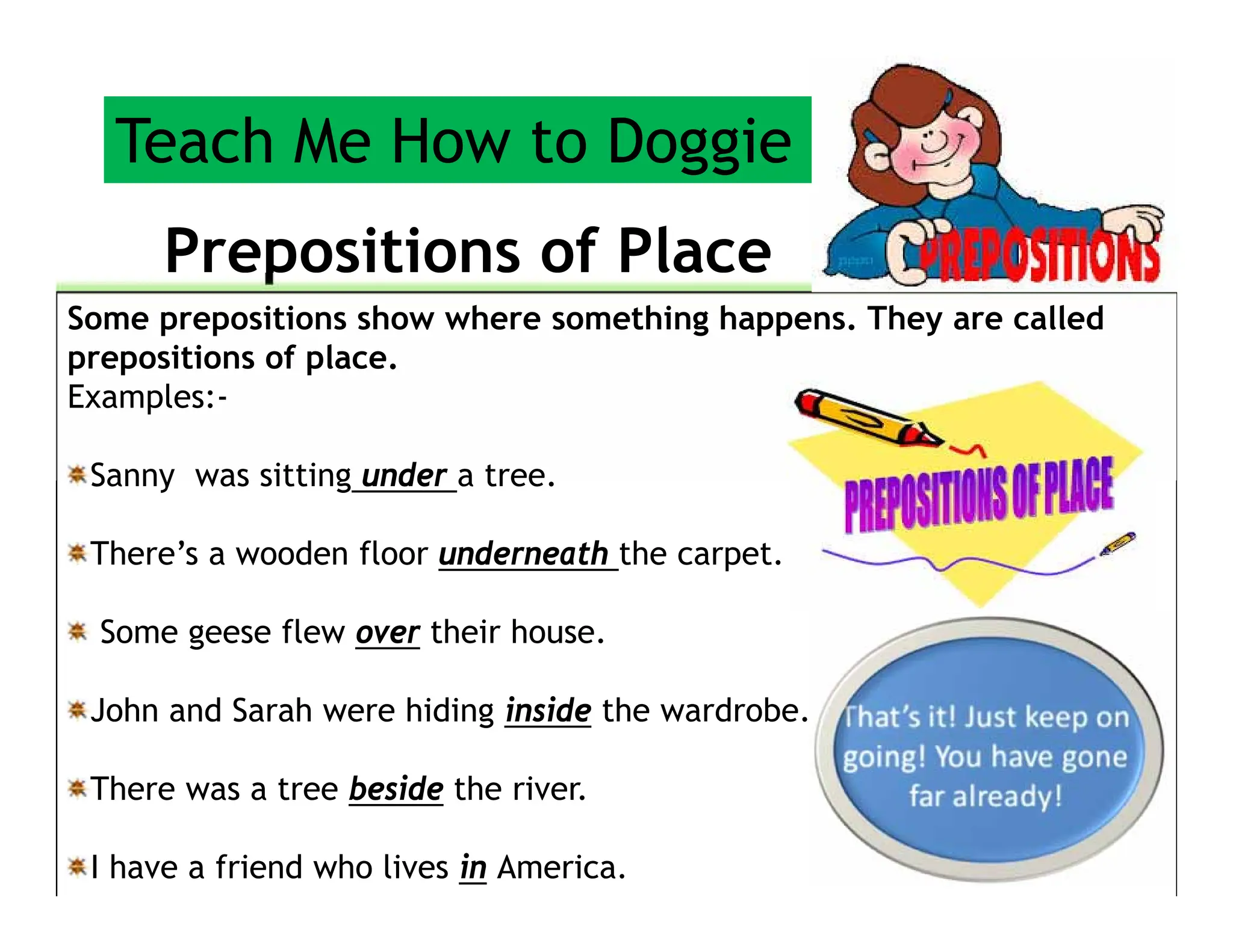 Preposition Basics A prepositions. I love preposit | PDF