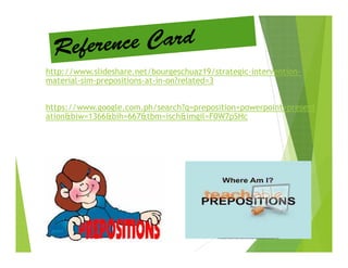 Preposition Basics A prepositions. I love preposit | PDF