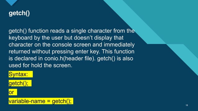 Input Output Function In C Programing Languagepptx 8775