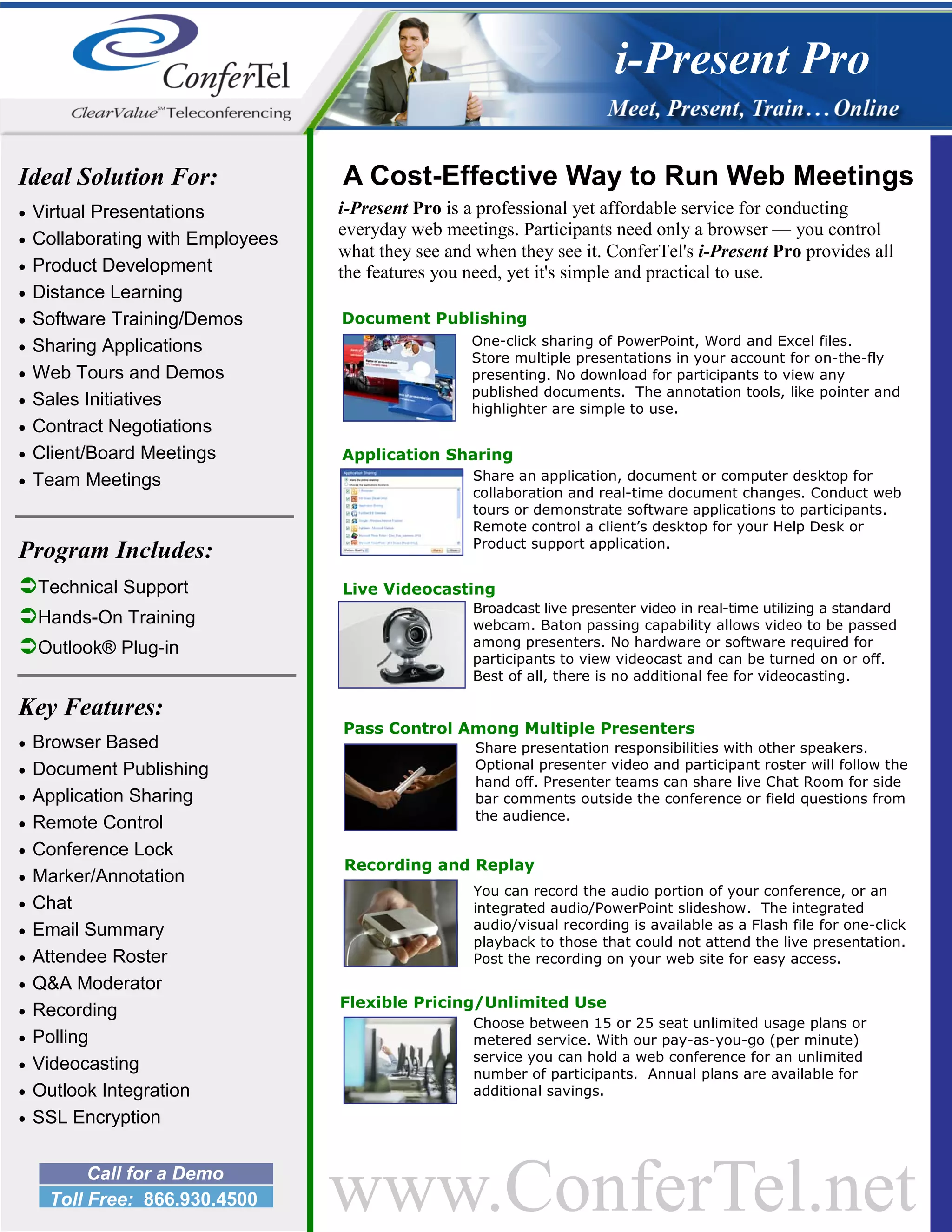 I-Present by ConferTel | PDF | Web Conferencing | Computer Software and Applications
